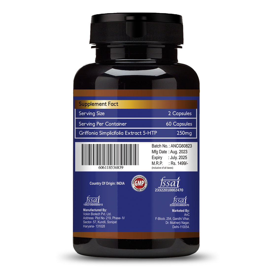 ANC 100% Natural Griffonia Simplicifolia Extract 5-Htp - 60 Veg Capsul ...