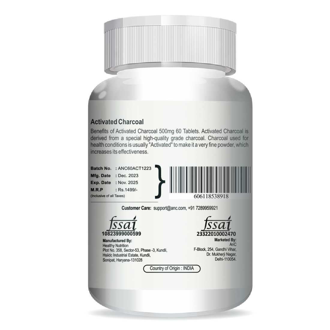 ANC Activated Charcoal - 500Mg (60 Tablets) – Anc Solutions